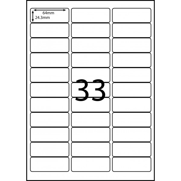 Labels On Sheets 33 Labels Per Sheet 64mm X 24 3mm